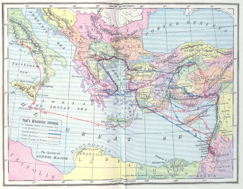 Map of Paul's Missionary Journeys